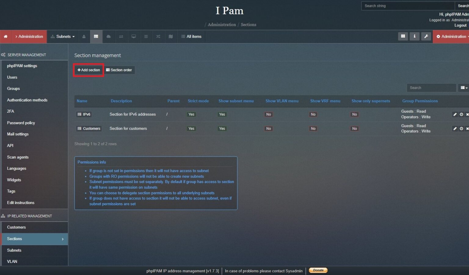 phpIPAM を試す – Ewig Leere(Lab2)