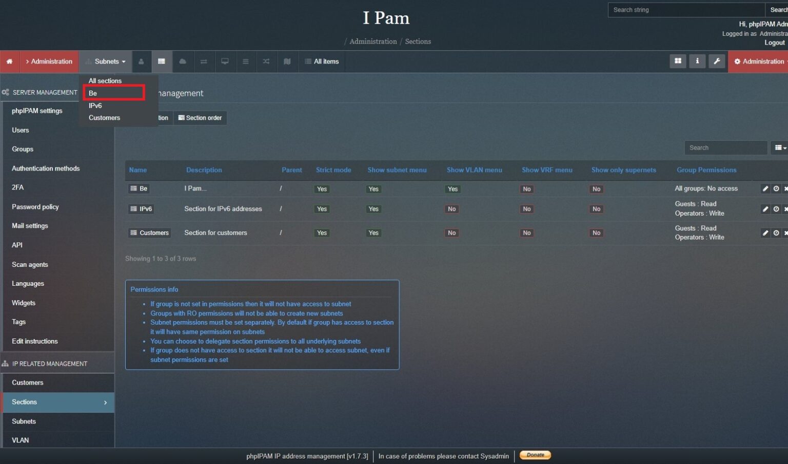 phpIPAM を試す – Ewig Leere(Lab2)